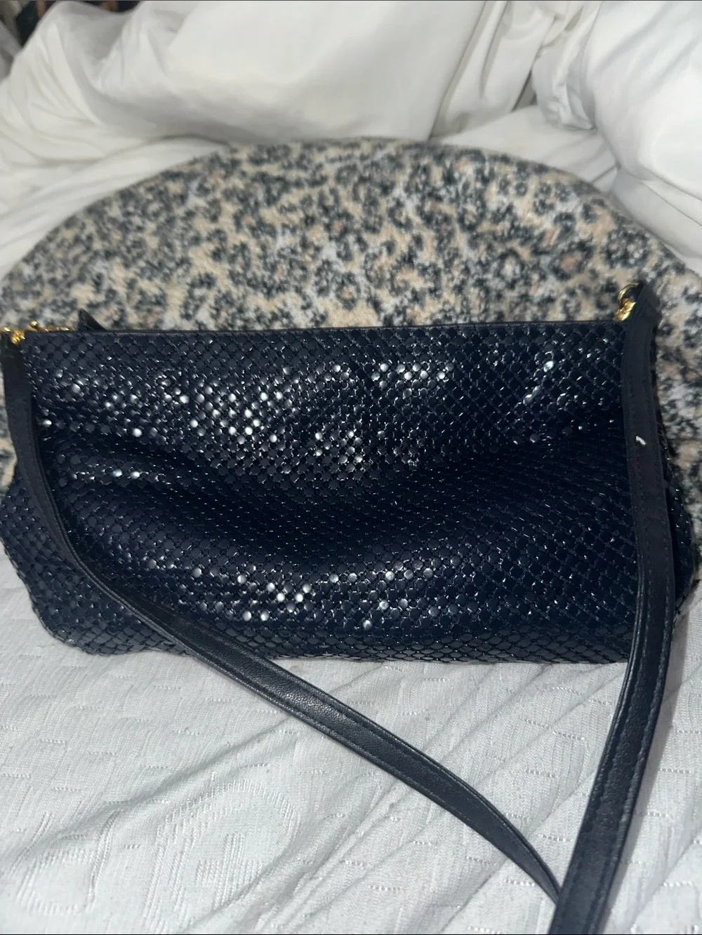 Whiting & Davis | Bags | Whiting Davis Blue Woven Crossbody Bag With ...